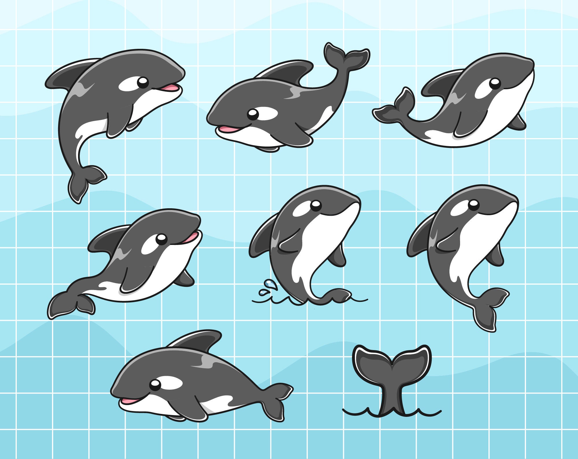 Orca Clipart, Orca Whale Clipart, Killer Whales Clip Art, Marine Animal ...