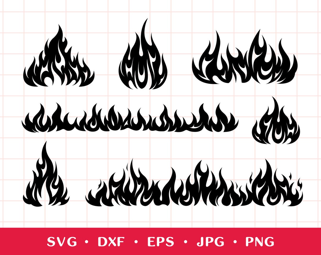 Fire Flames Silhouette Svg Bundle. Fireball Campfire Grunge Design ...