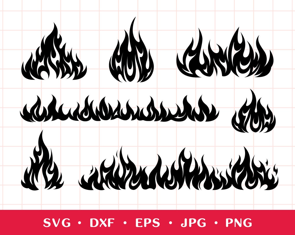 Fire Flames Silhouette Svg Bundle. Fireball Campfire Grunge - Etsy
