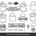 Cute Ghost Digital Stamp. Halloween Digistamp. Chibi Ghosts Line Art ...
