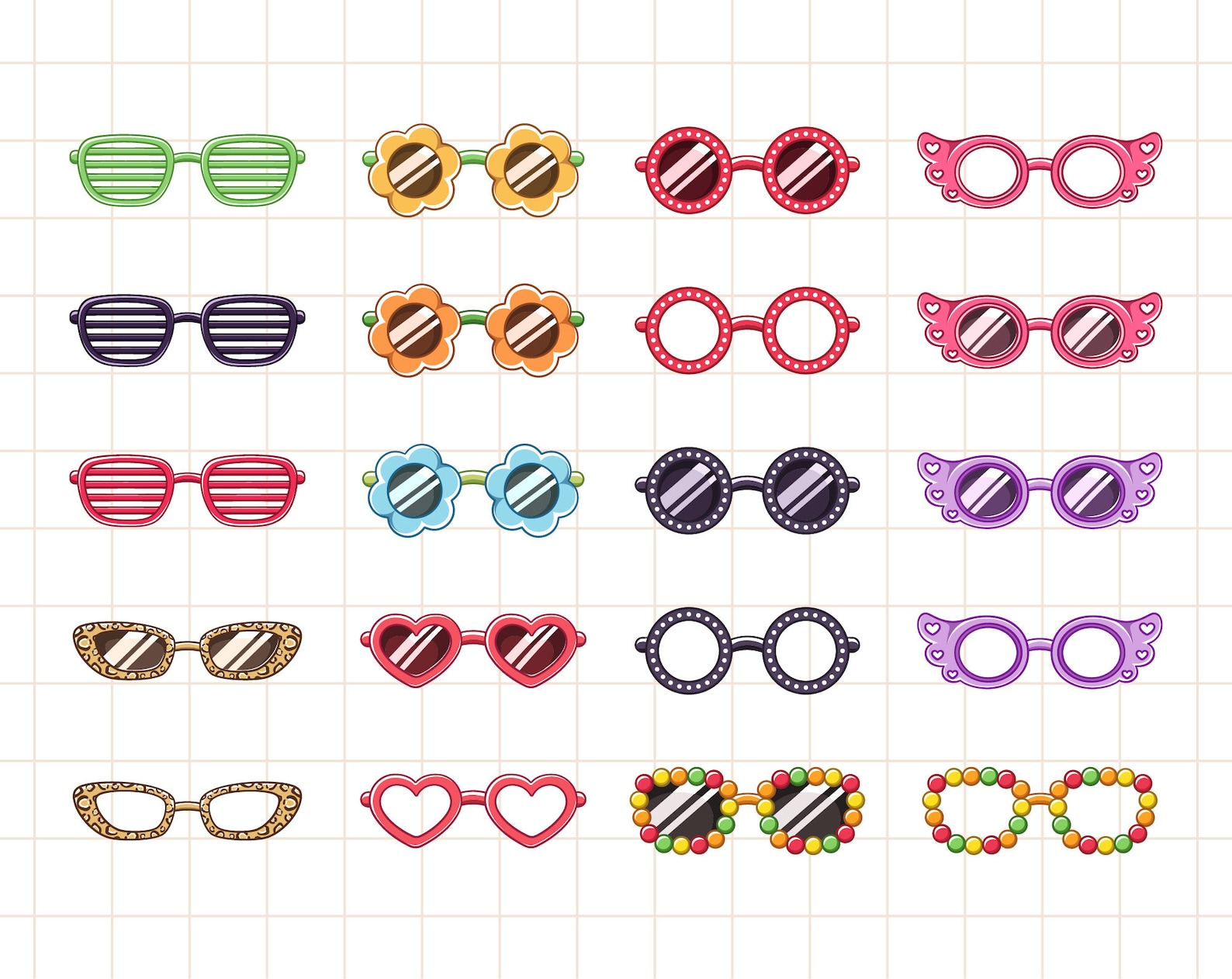 Funky Glasses Clipart, Fun Sunglasses Clipart, Leopard Print, Heart ...