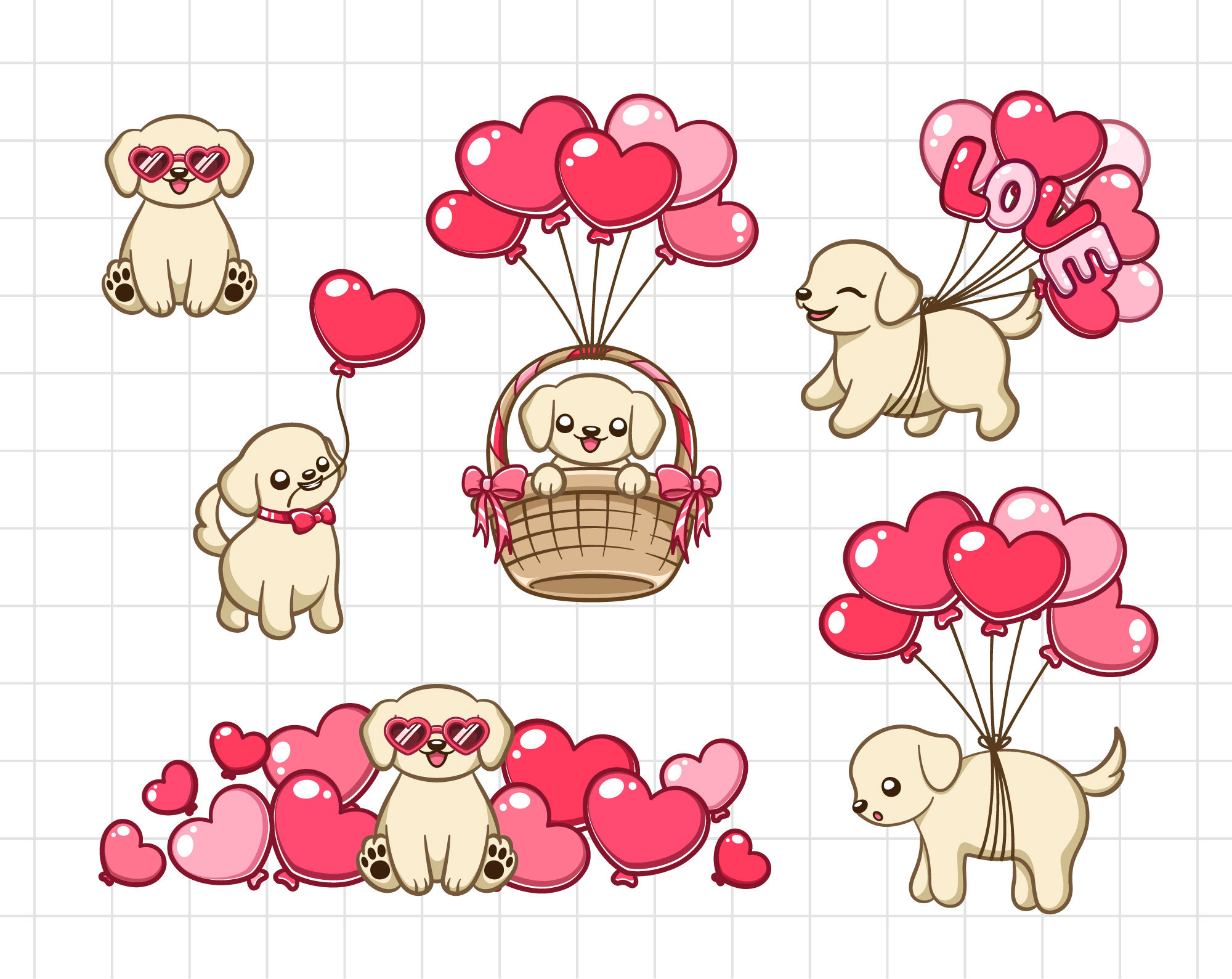 Valentine's Day Clipart, Valentine Puppies Clip Art, Cute Puppy Dog Pet ...
