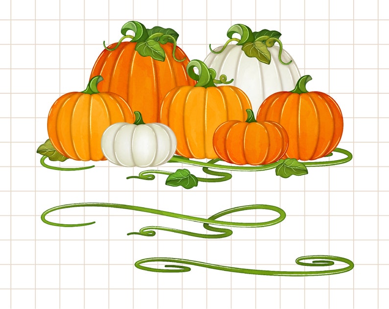 Watercolor Pumpkin Clipart, Autumn Leaves Clip Art, Fall Design Element ...