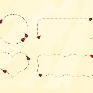 Ladybug Frame Clipart, Watercolor Border Clip Art, Spring Garden ...