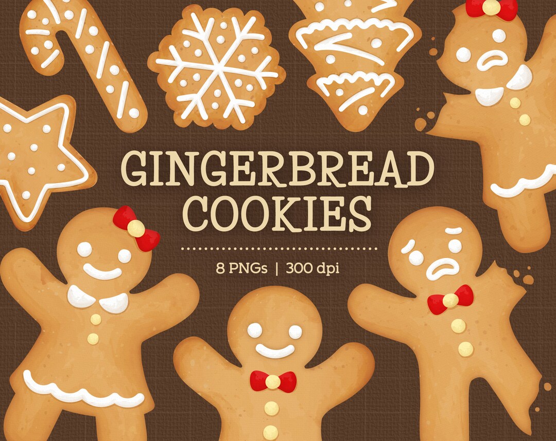 Watercolor Gingerbread Man Cookies Clipart, Christmas Food Biscuit With ...