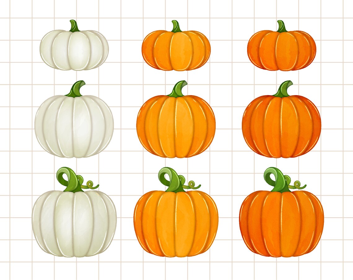 Watercolor Pumpkin Clipart, Autumn Leaves Clip Art, Fall Design Element ...