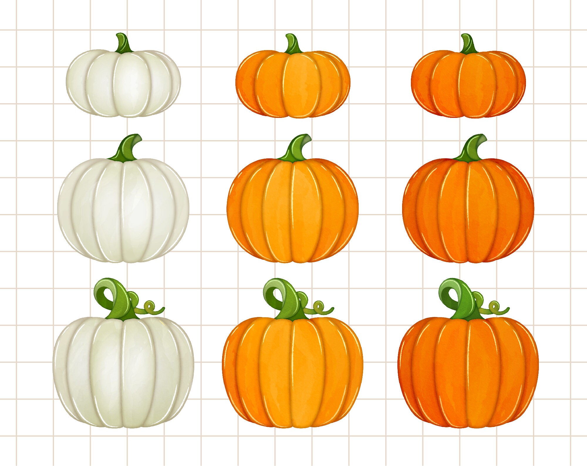 Watercolor Pumpkin Clipart, Autumn Leaves Clip Art, Fall Design Element ...