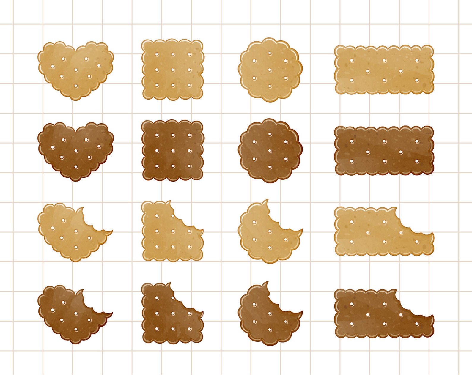 Watercolor Biscuit Clipart, Chocolate Cookies Clipart, Crackers Clipart ...