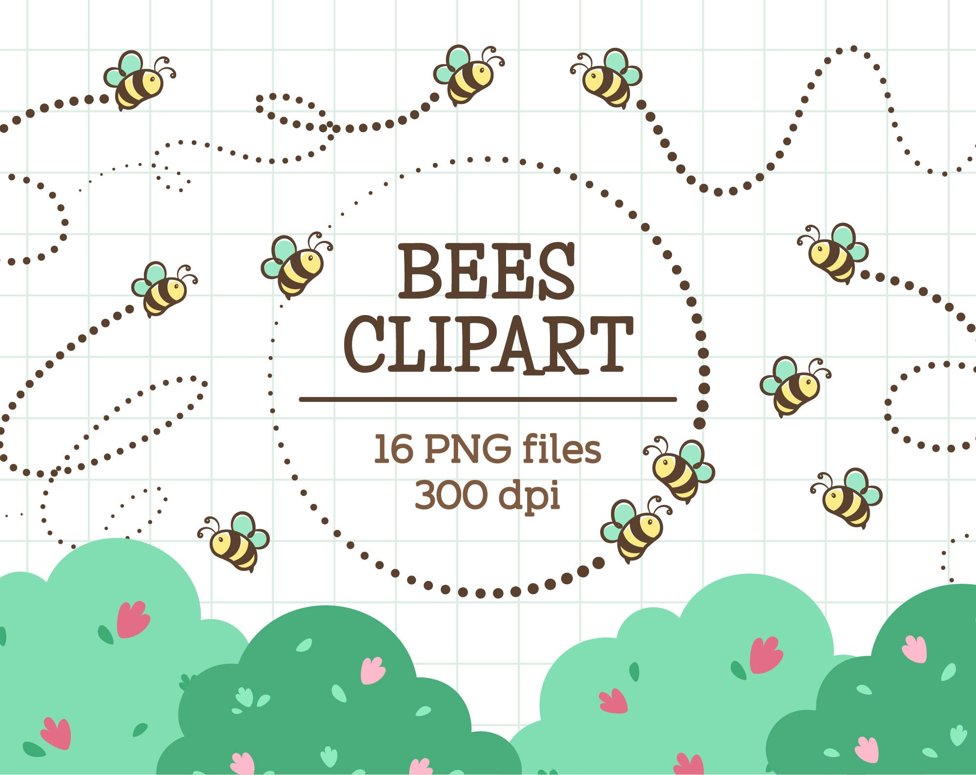 Bee Frame Clipart, Bee Keeping Border Clipart, Spring Garden Bumblebee ...
