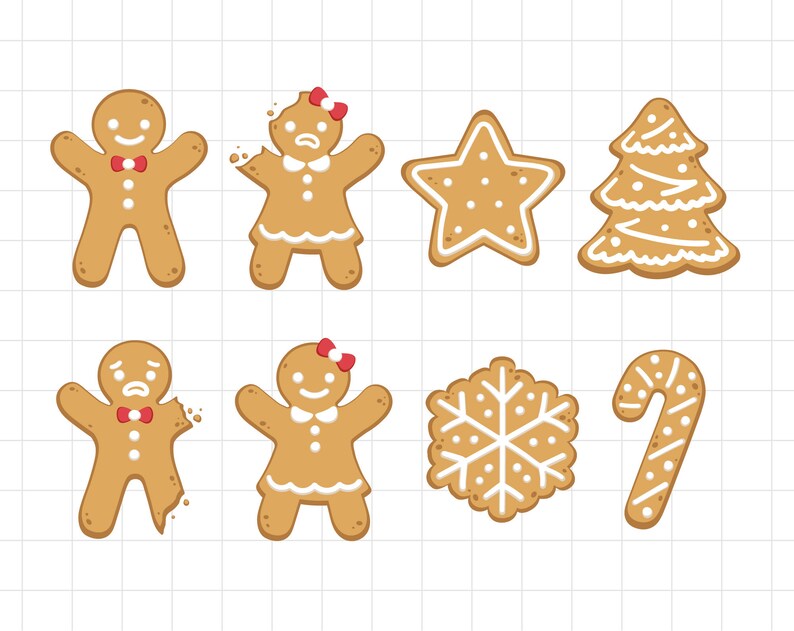 Gingerbread Man Girl Cookies Clipart, Christmas Winter Food Biscuit ...