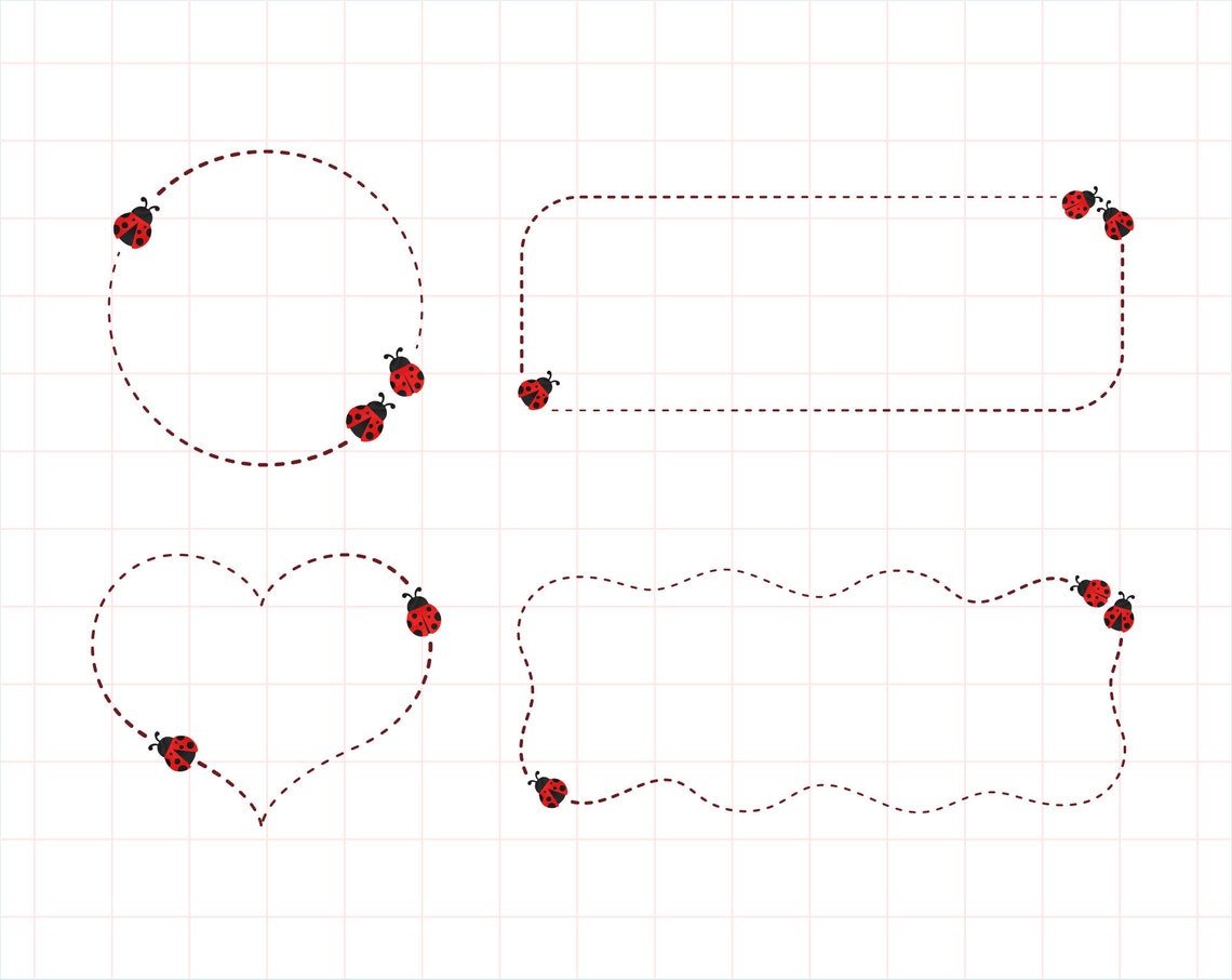 Ladybug Frame Clipart, Watercolor Border Clip Art, Spring Garden ...