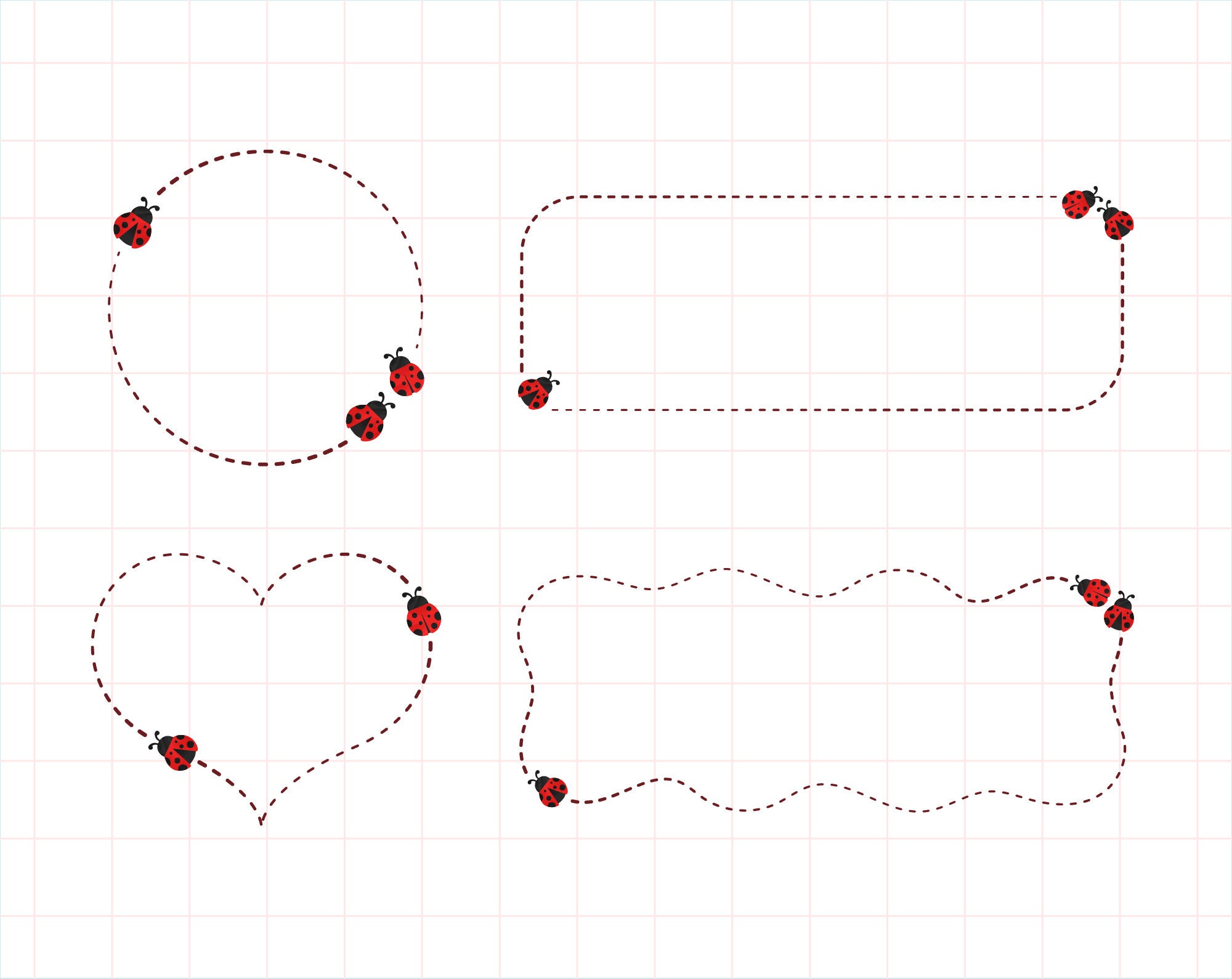 Ladybug Frame Clipart, Watercolor Border Clip Art, Spring Garden ...