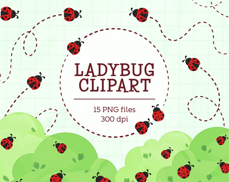 Ladybug Frame Clipart, Watercolor Border Clip Art, Spring Garden ...