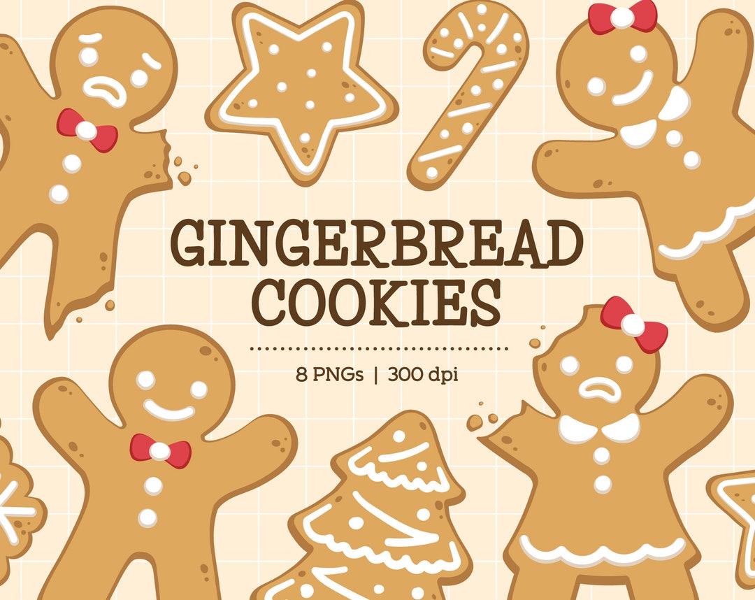 Gingerbread Man Girl Cookies Clipart, Christmas Winter Food Biscuit ...