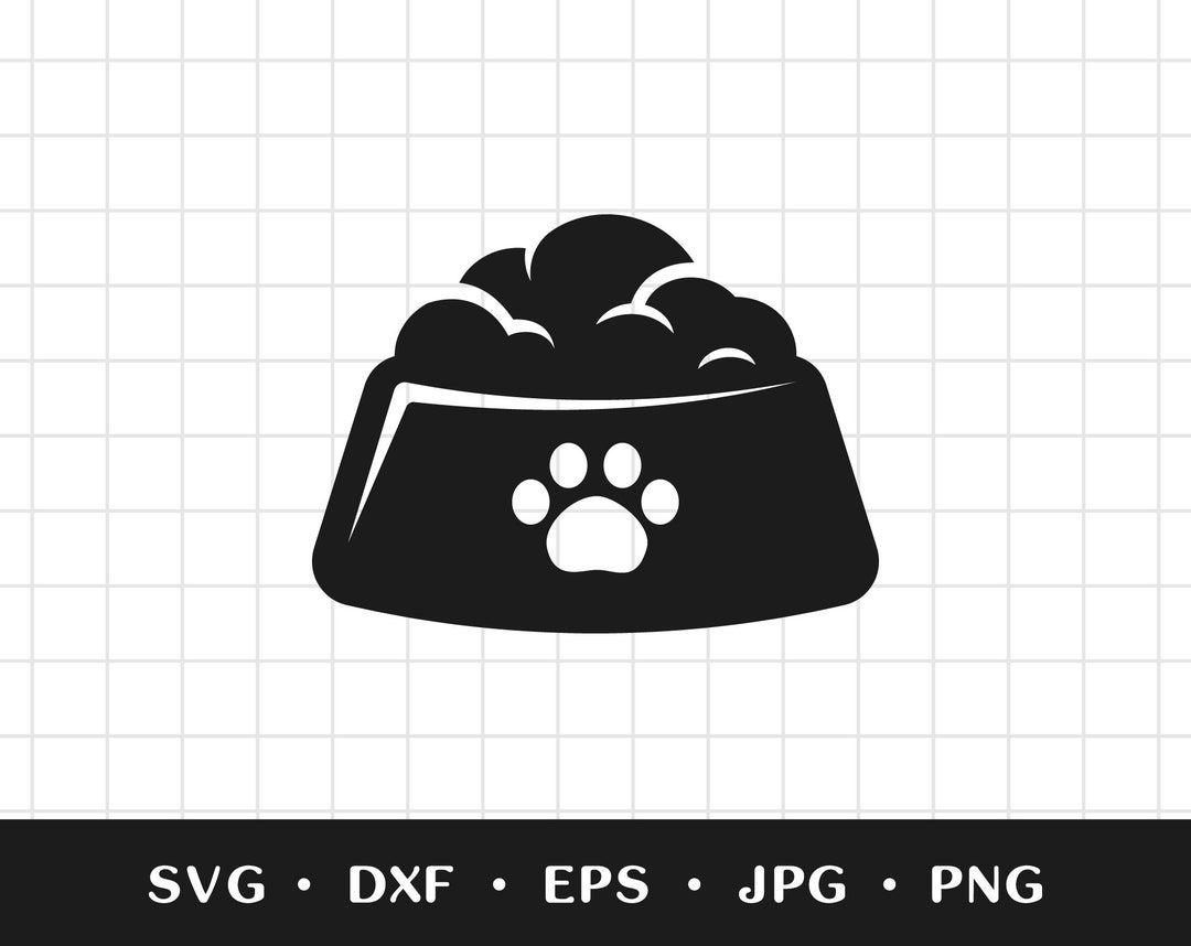 Dog Bowl SVG Silhouette, Doggy Dish Dried Pet Food Icon, Animal Care ...