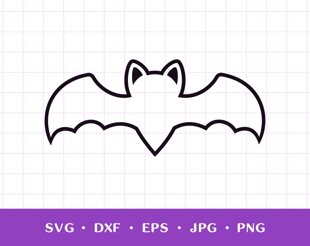 Bat SVG, Halloween Bat Icon Logo Silhouette Outline Clipart. Personal ...