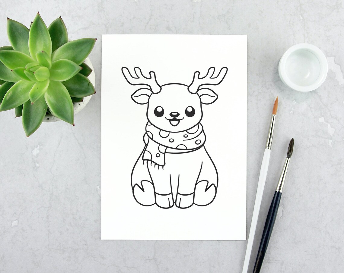 Printable Digital Coloring Book Pages for Kids. Christmas Bundle. Santa ...