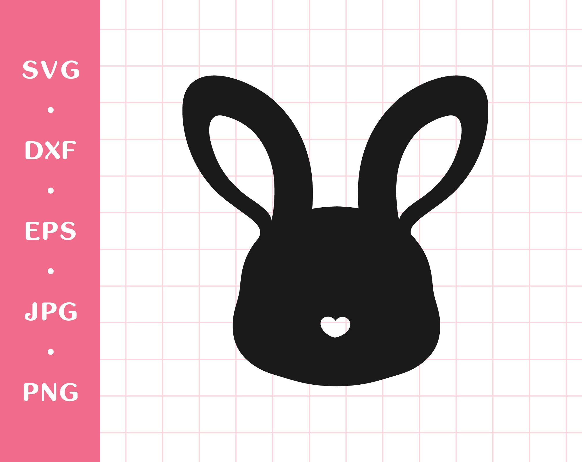 Cute Bunny Svg Icon, Rabbit Heart Nose Silhouette, Easter Clipart ...