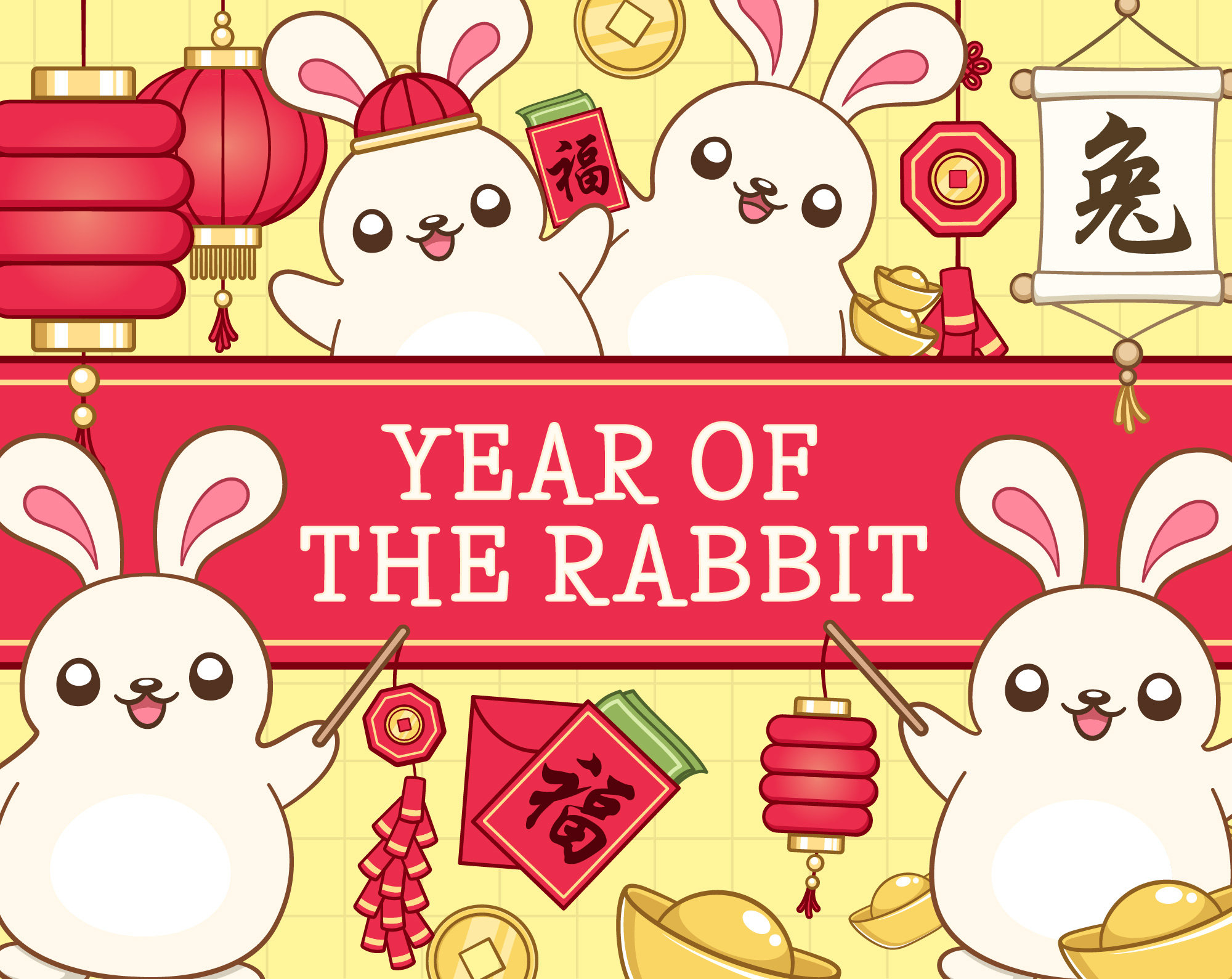 Chinese New Year Clip Art Set. Year of the Rabbit 2023 Zodiac - Etsy