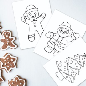 Printable Digital Coloring Book Pages for Kids. Christmas Bundle. Santa ...