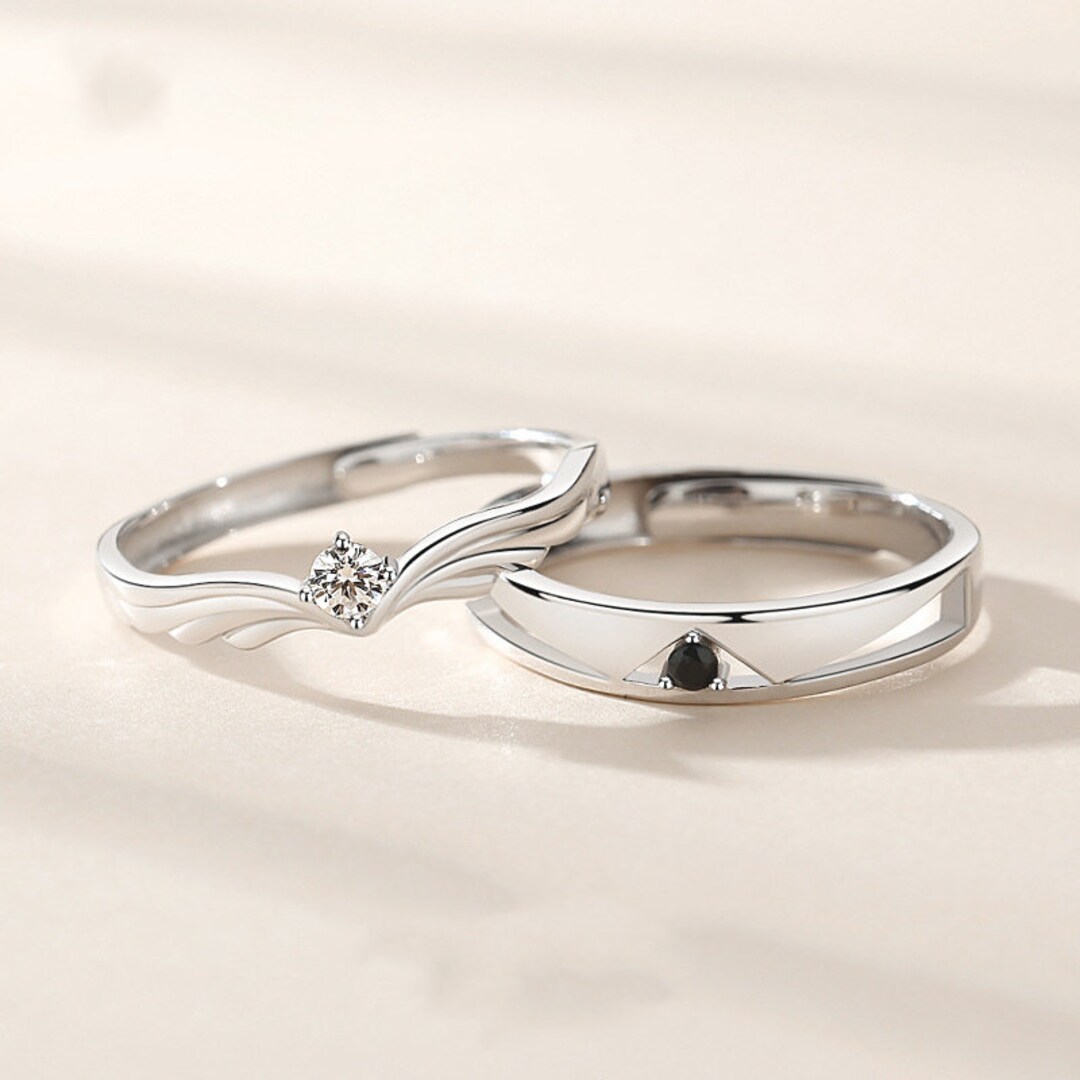 Customized Initail Couple Rings 925 Silver Minimalist Ring Etsy