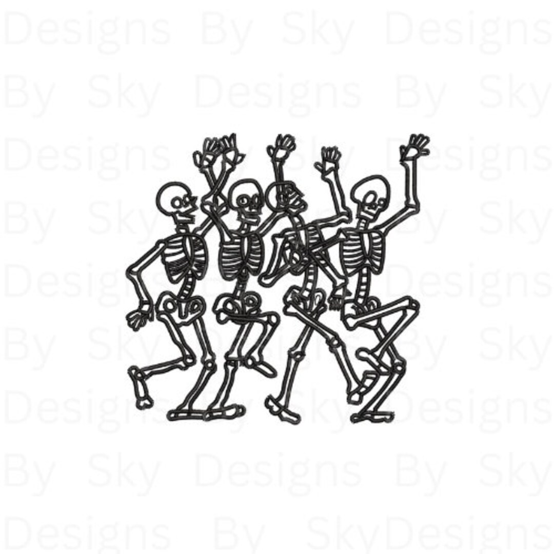 Halloween Dancing Skeletons Machine Embroidery Design File, Halloween ...