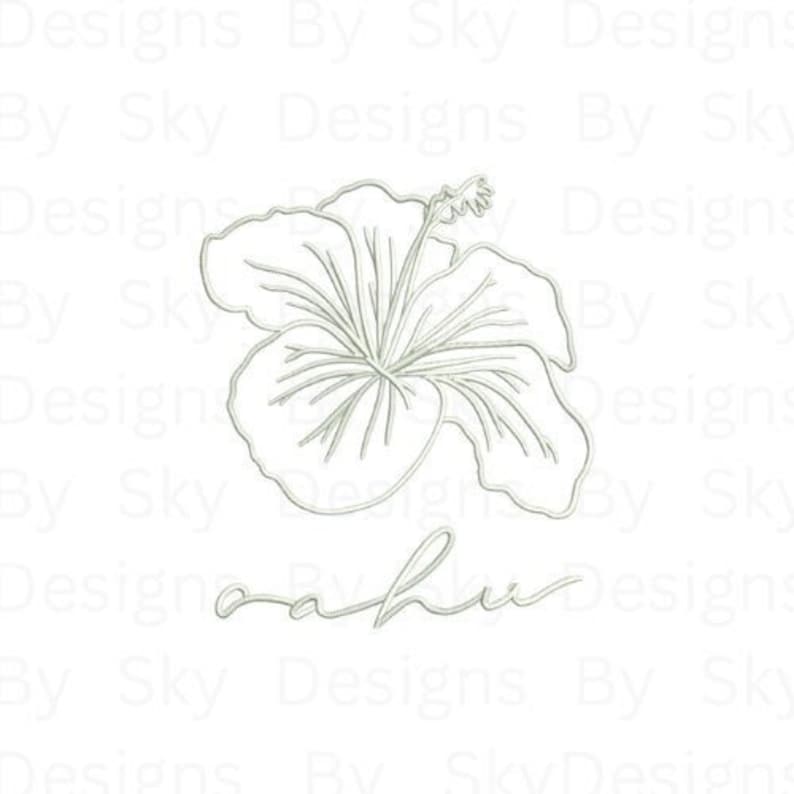 Oahu Hawaii Hibiscus Flower Line Art Minimalistic Flower - Etsy