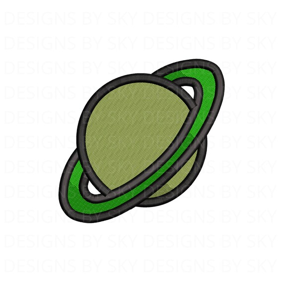 Green Outer Space Planet With Ring Machine Embroidery Design - Etsy
