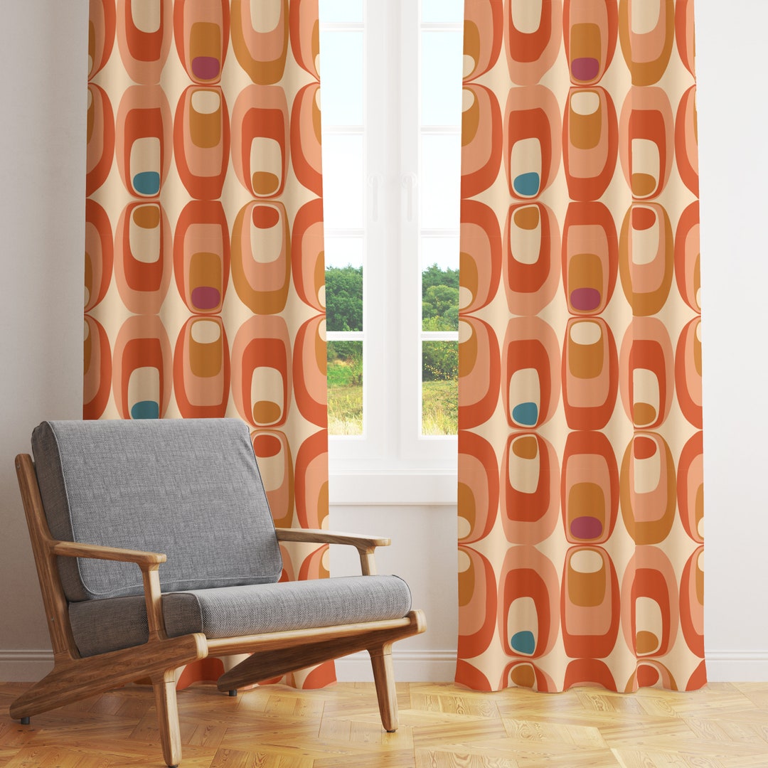 Retro Curtains, Mid Century Modern Curtain Panels, 50s 60s 70s Retro ...