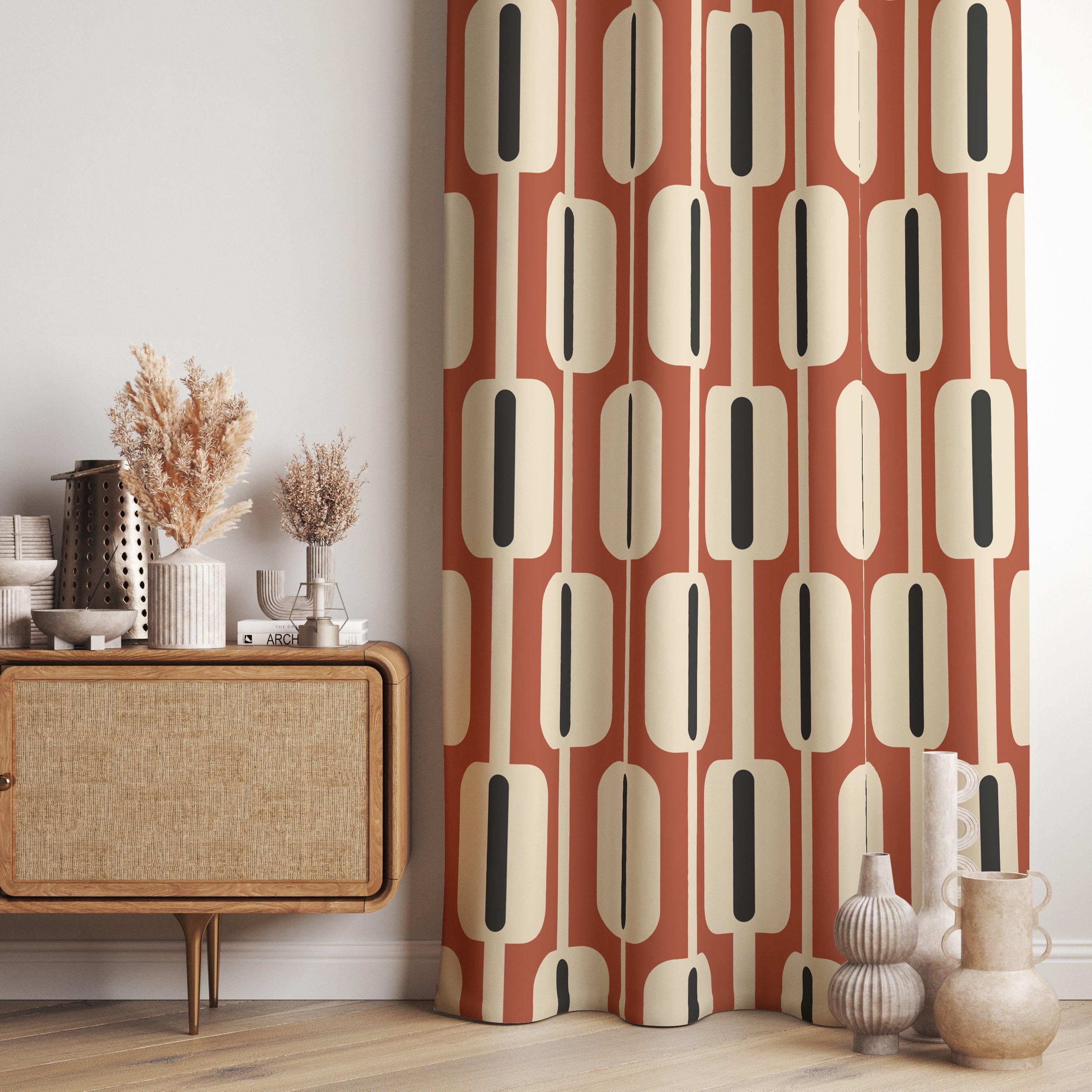 Modern Art Deco Drapes, Retro Geometric Curtains, Mid Century Curtain ...