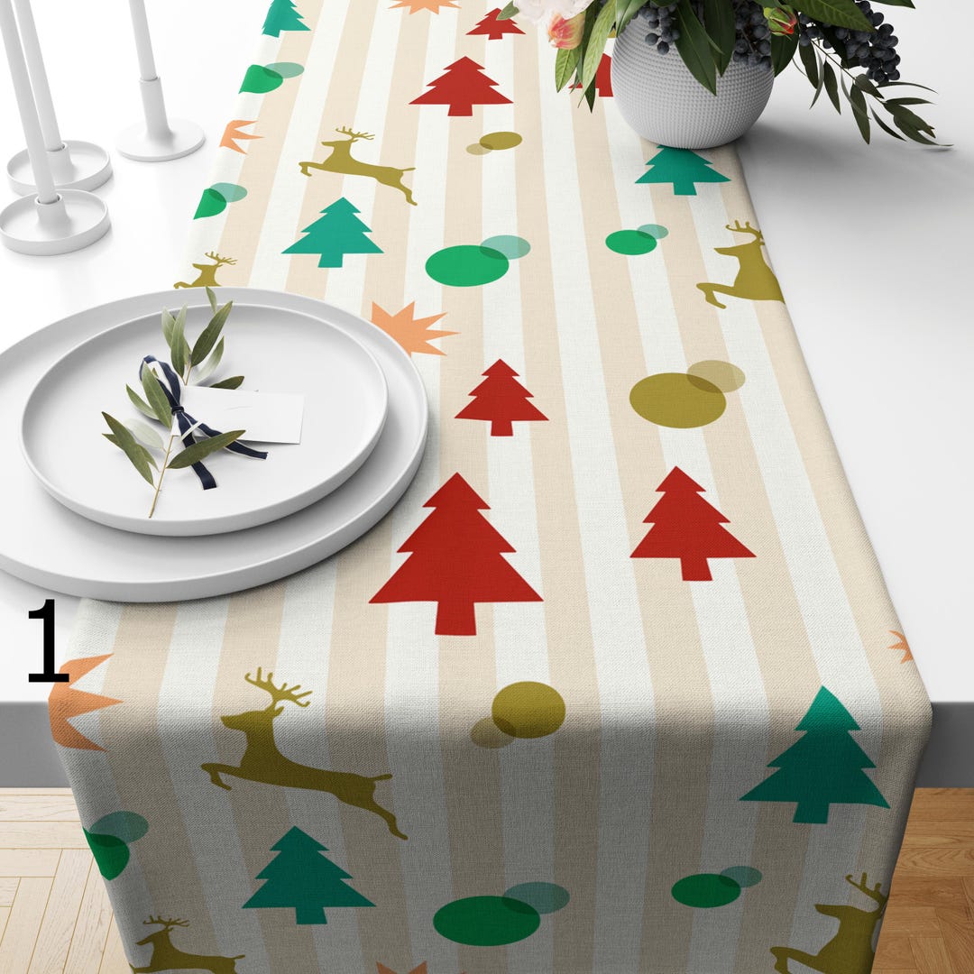 Christmas Table Runner, Xmas Pine Tree Table Runners, Christmas Tree ...