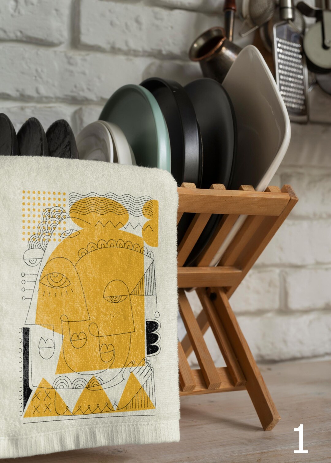 Abstract Face Line Art Kitchen Towels, Modern Abstract Tea Towels ...