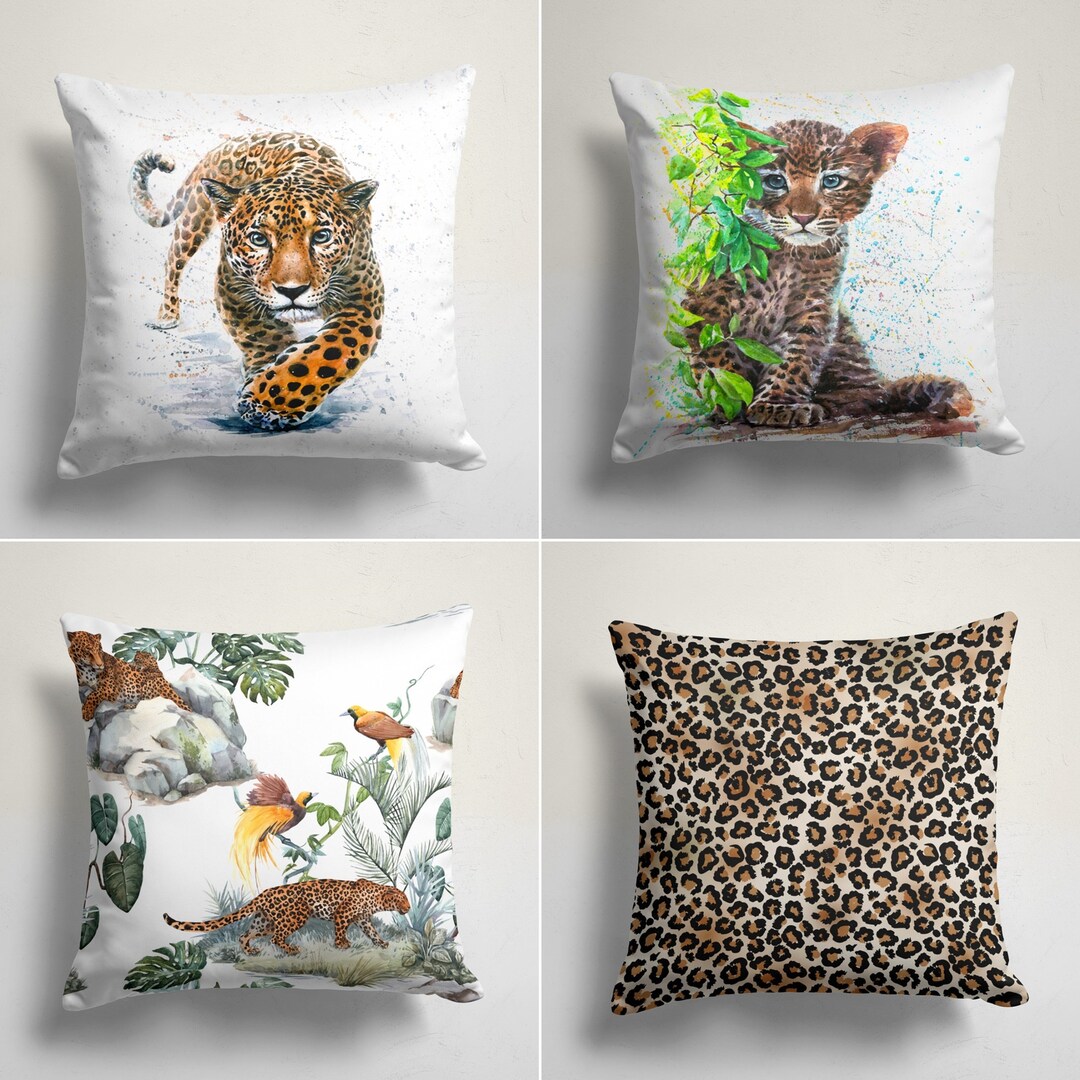Leopard Pillow Cover, Leopard Print Throw Pillow Cover, Panther Pillow ...