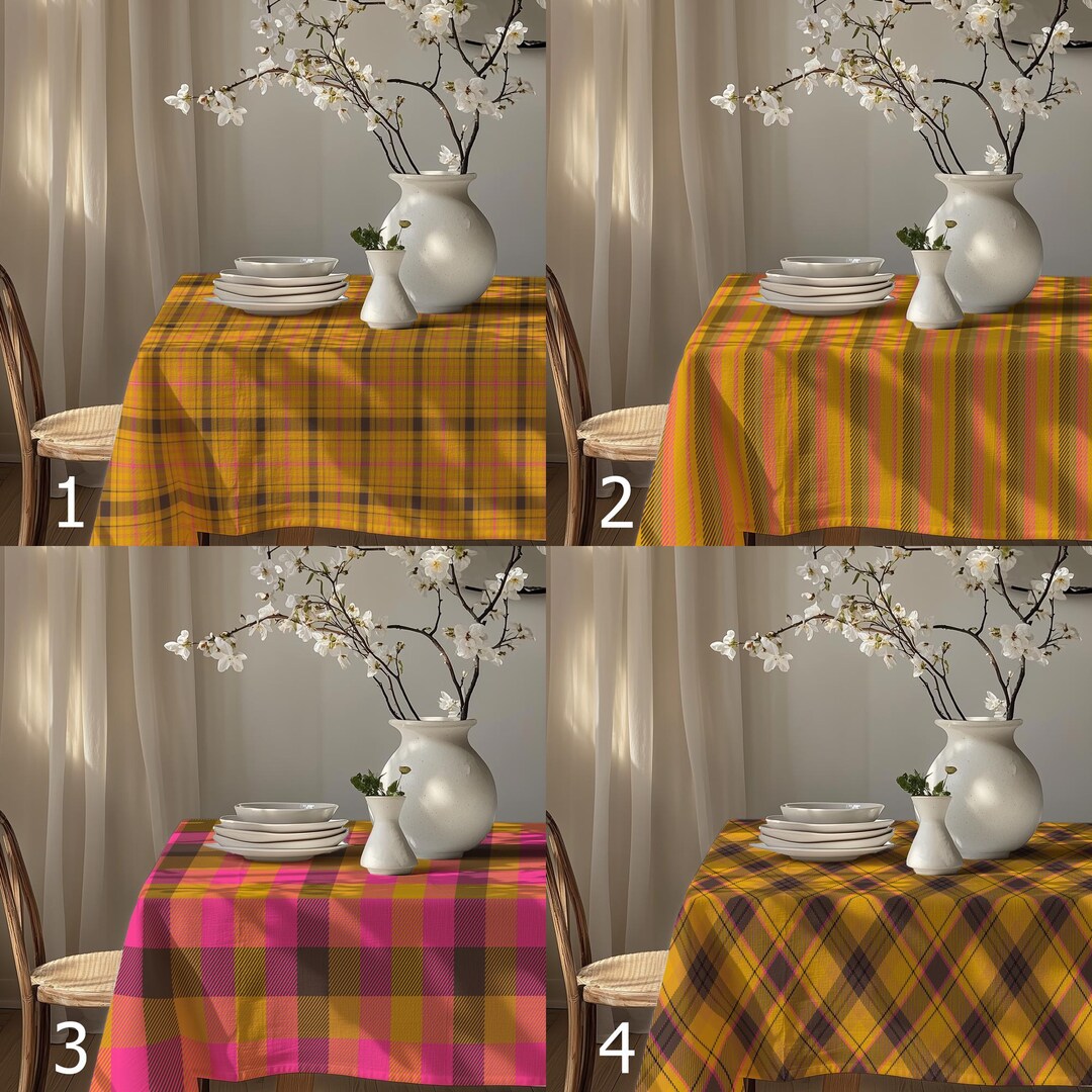 Fall Plaid Rectangle Tablecloth, Fall Buffalo Plaid Table Cover, Chic ...