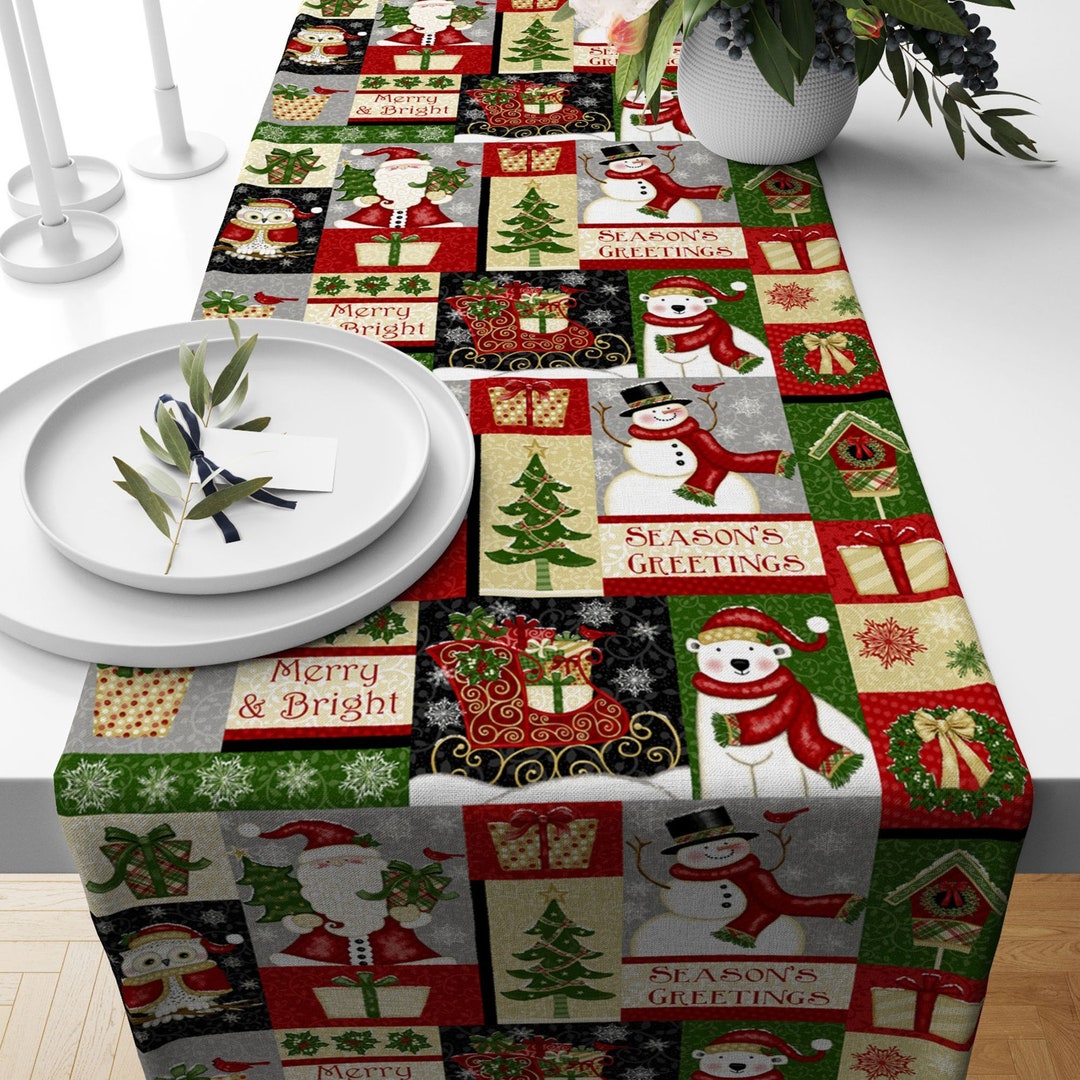Christmas Winter Table Runners, Santa Claus Themed Runner, Dwarf-gnome ...