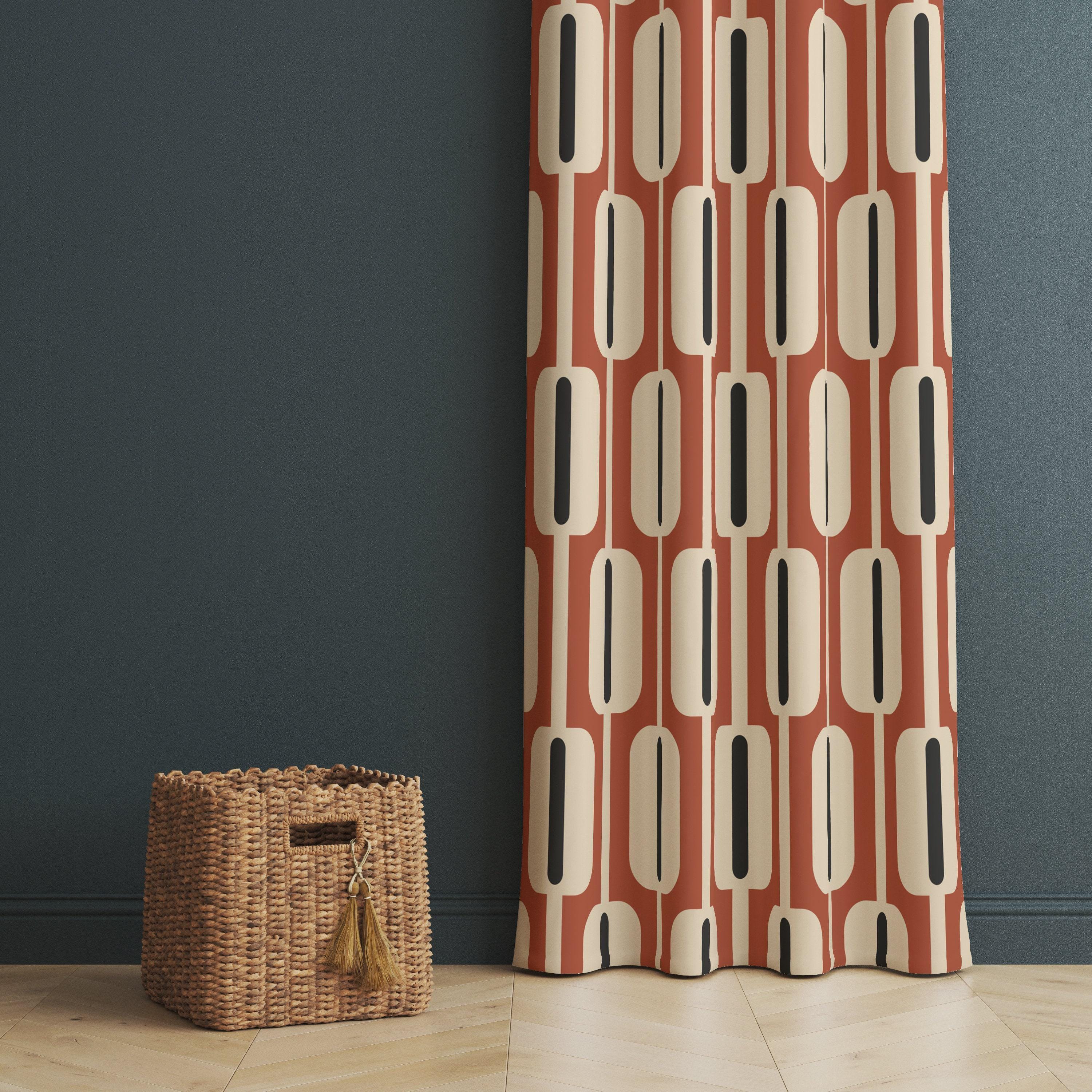 Modern Art Deco Drapes, Retro Geometric Curtains, Mid Century Curtain ...