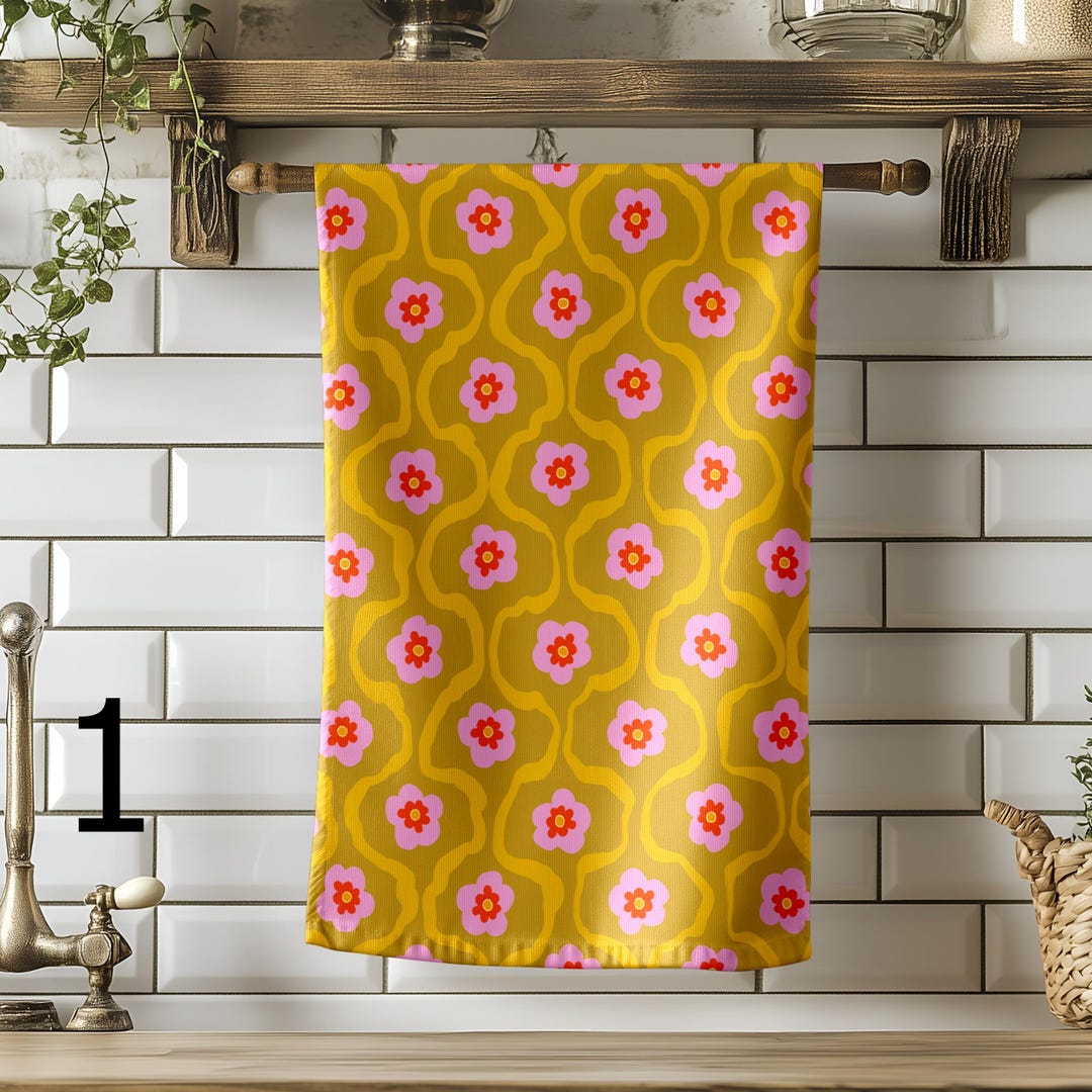 Midcentury Modern Kitchen Towels, Mcm Tea Towels, Retro Dish Towel, 70s ...