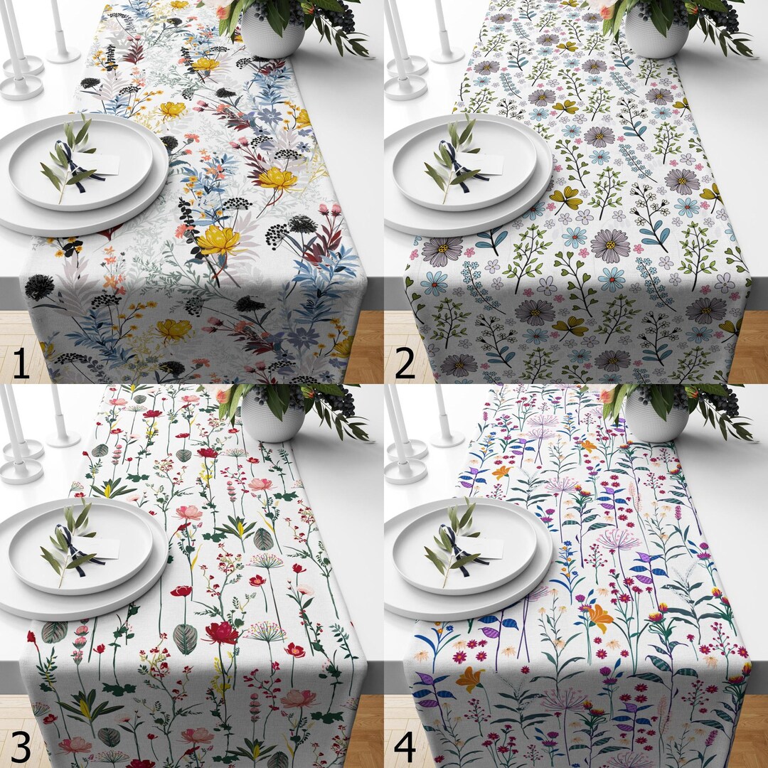 Floral Table Runner, Wildflowers Table Runners, Floral Runners, Floral ...