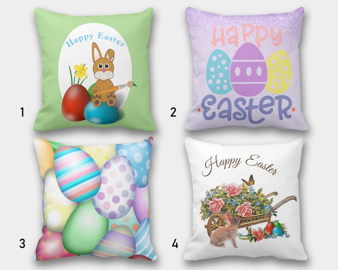 Easter Pillow Covers, Happy Easter Cushion Case, Cute Bunny Chick ...