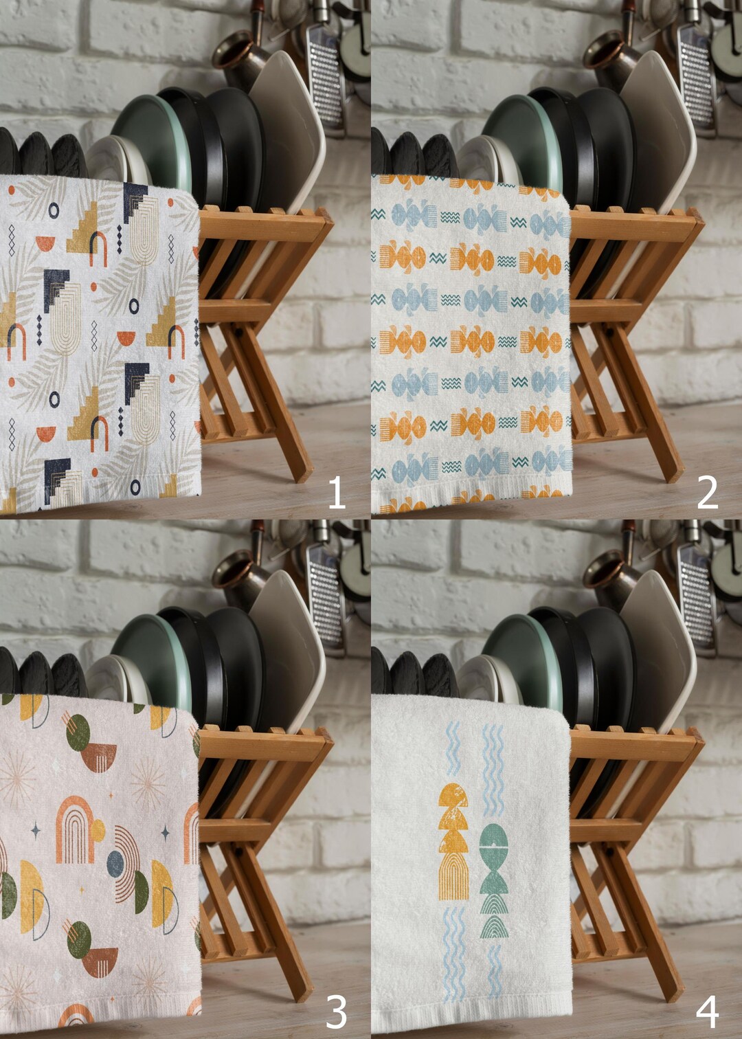 Modern Minimalist Kitchen Towels, Modern Painting Tea Towels, Abstract ...
