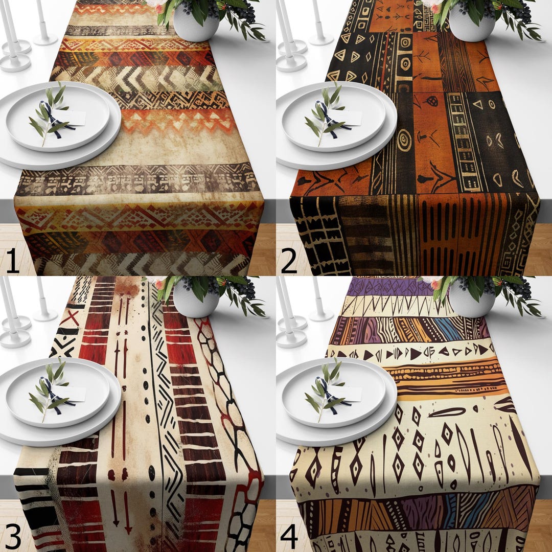 Ethnic Print Table Runners, Tribal Table Runners, African Ethnic Coffee Table Runners, African ...
