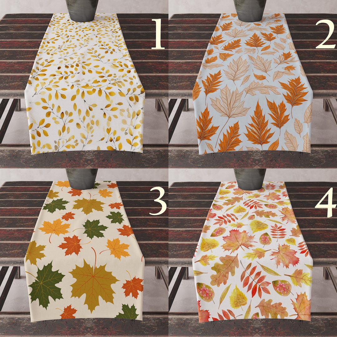 Fall Table Runner, Autumn Leaves Table Runner, Fall Leaf Print Table ...
