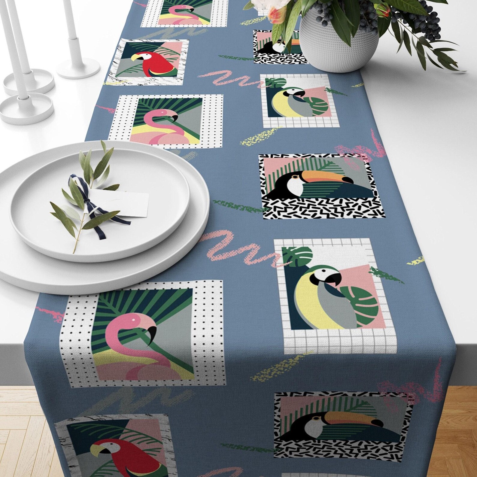 Tropical Table Runners, Flamingo Table Runner, Summer Decor Table ...