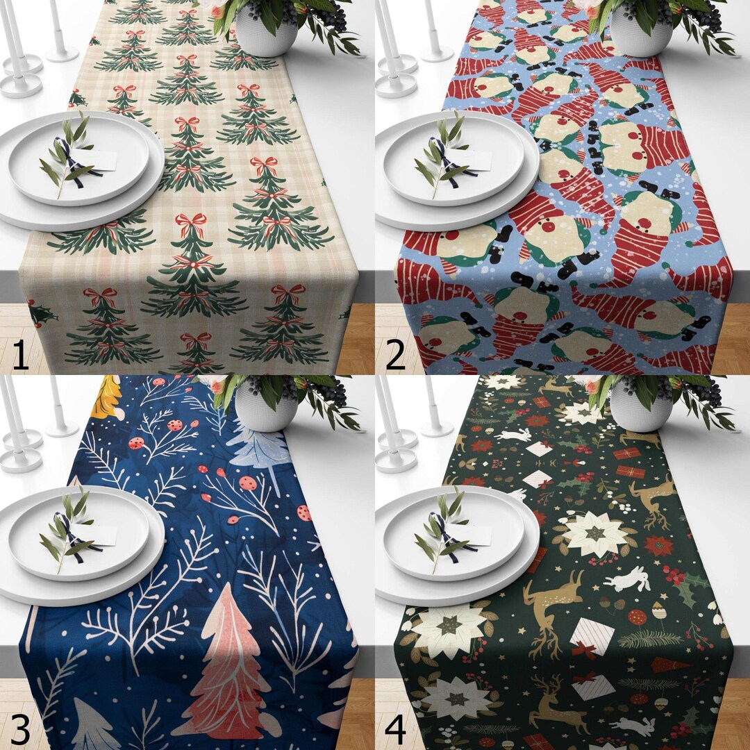 Pine Trees Table Runners, Christmas Gnome Table Decor, Winter Pine ...