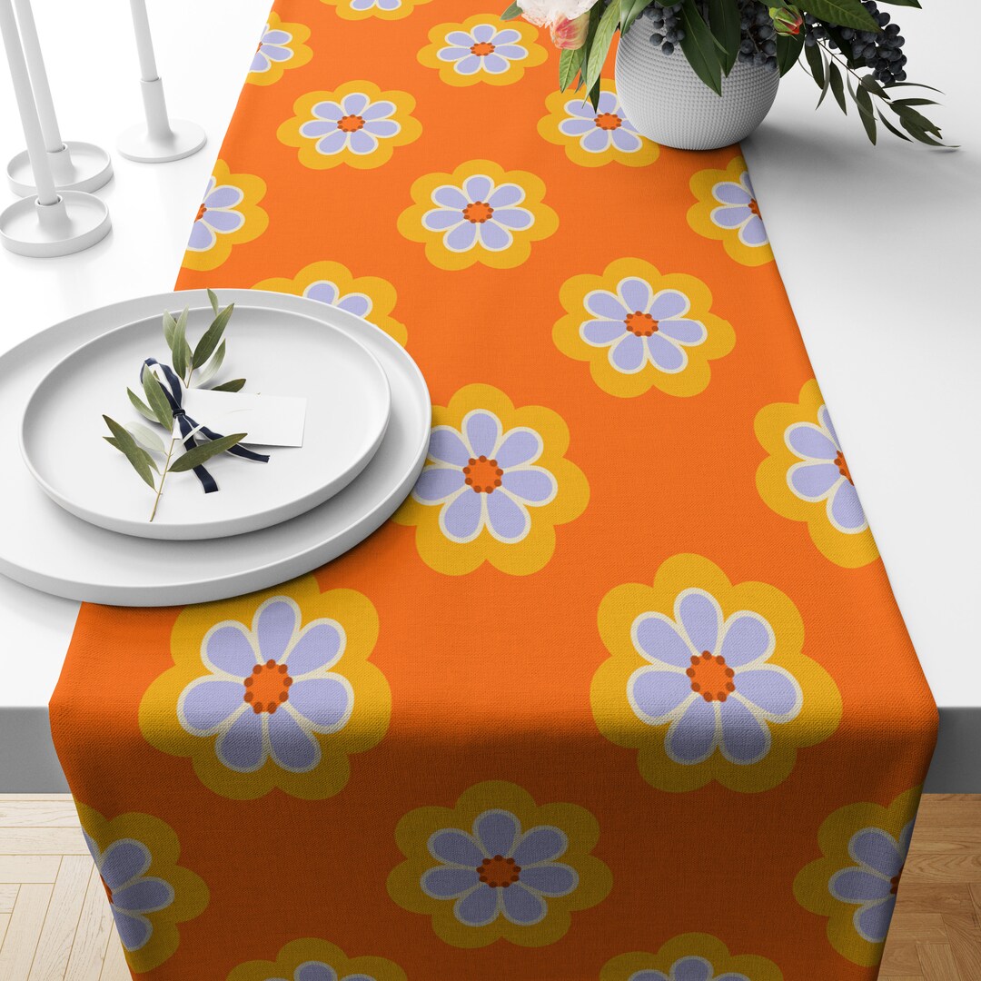 Retro Table Runners, Mid Century Table Runner, Colorful Geometric Retro ...