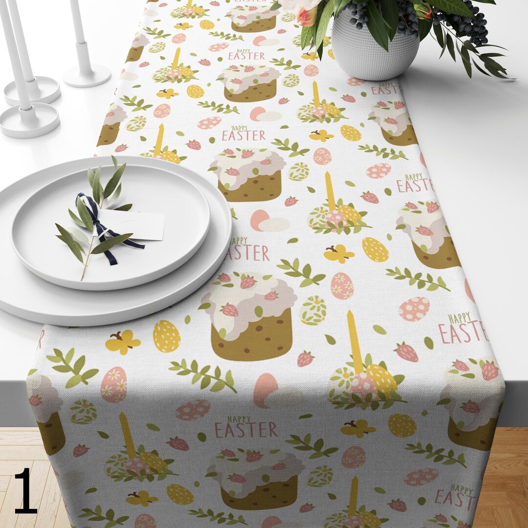 Happy Easter Table Runner, Cute Rabbit Table Runner, Easter Egg Table Runner, Easter Rabbit ...