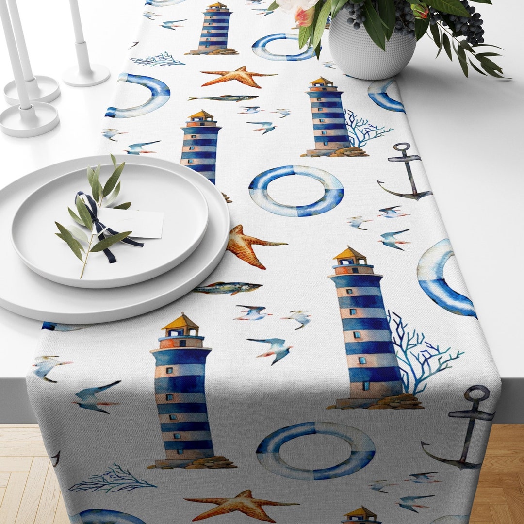Nautical Table Runner, Elegant Table Runners, Beach House Table Runner ...