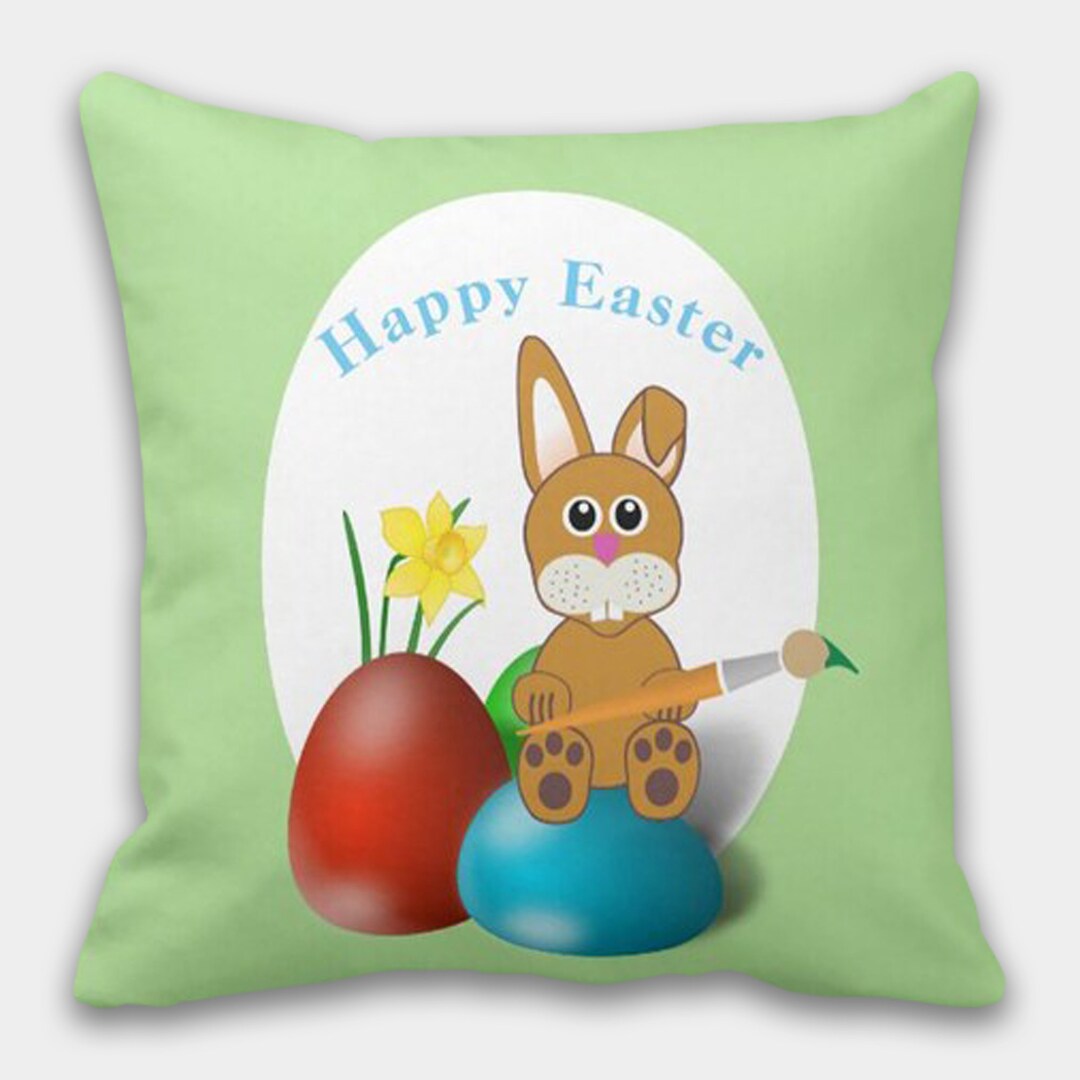 Easter Pillow Covers, Happy Easter Cushion Case, Cute Bunny Chick ...
