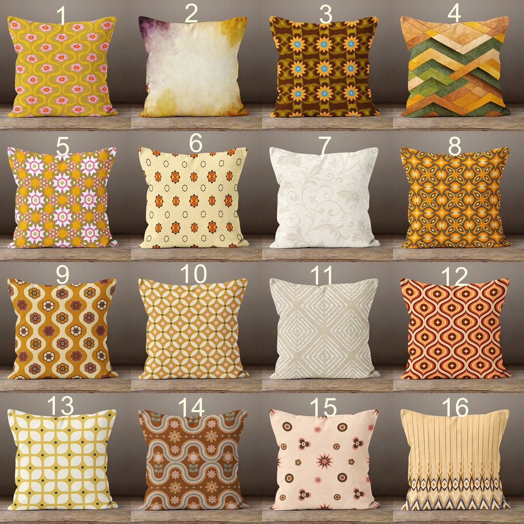 Mid Century Modern Pillow Cover, 70s Color Mid Century Throw Pillow ...