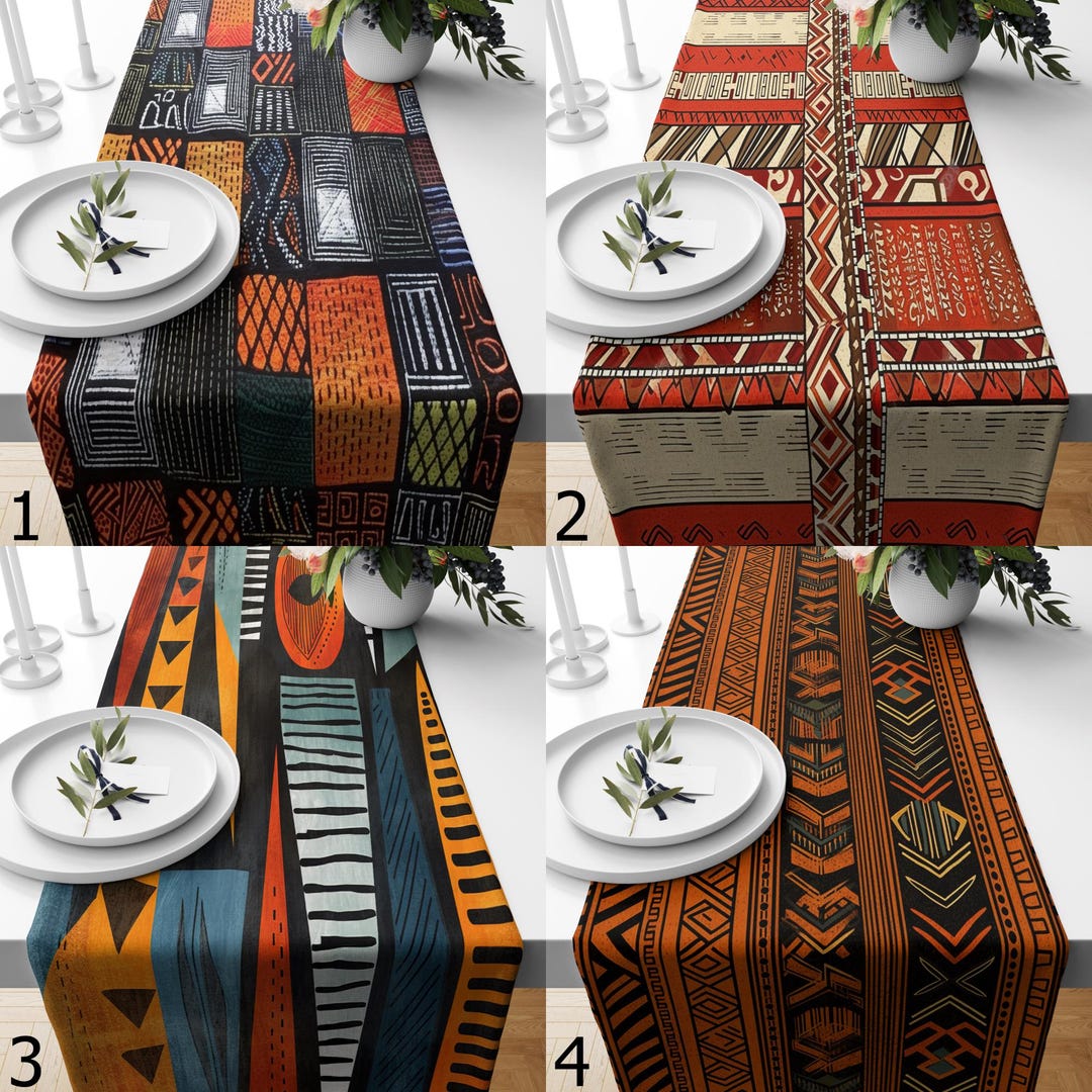 Ethnic Print Table Runners, African Table Runners, African Mudcloth ...